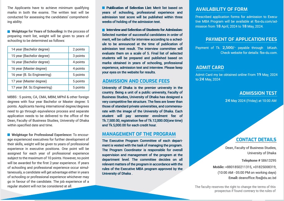 Executive Master of Business Administration | DU MANAGEMENT